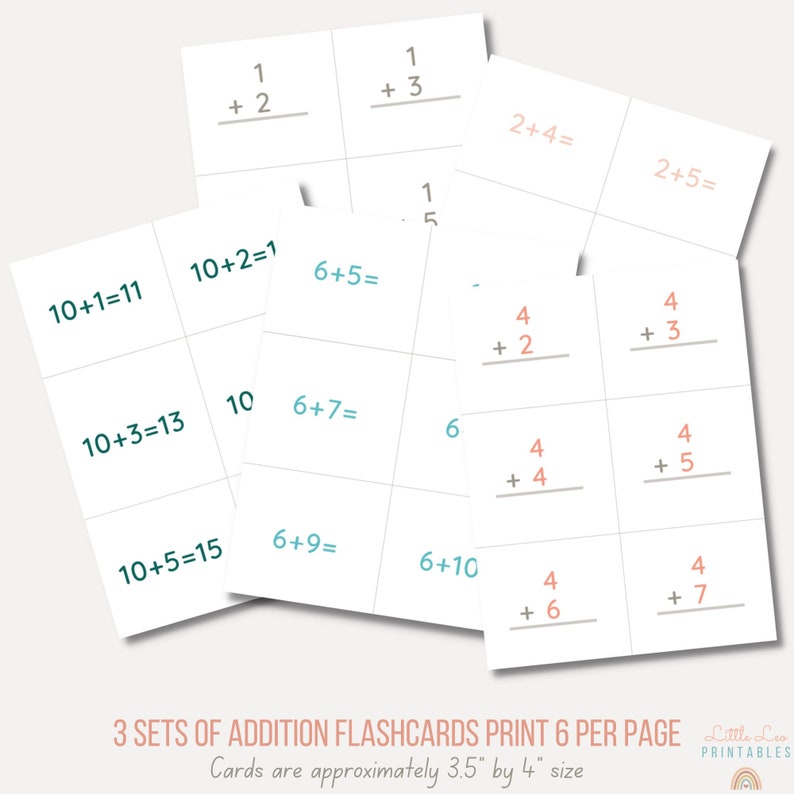 Addition Flash Cards Addition Facts Cards 1-10 Kindergarten - Etsy