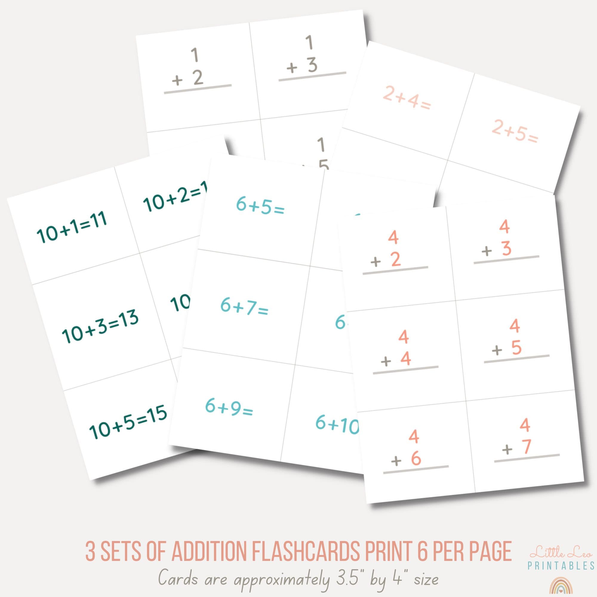 Addition Flash Cards Addition Facts Cards 1-10 Kindergarten - Etsy