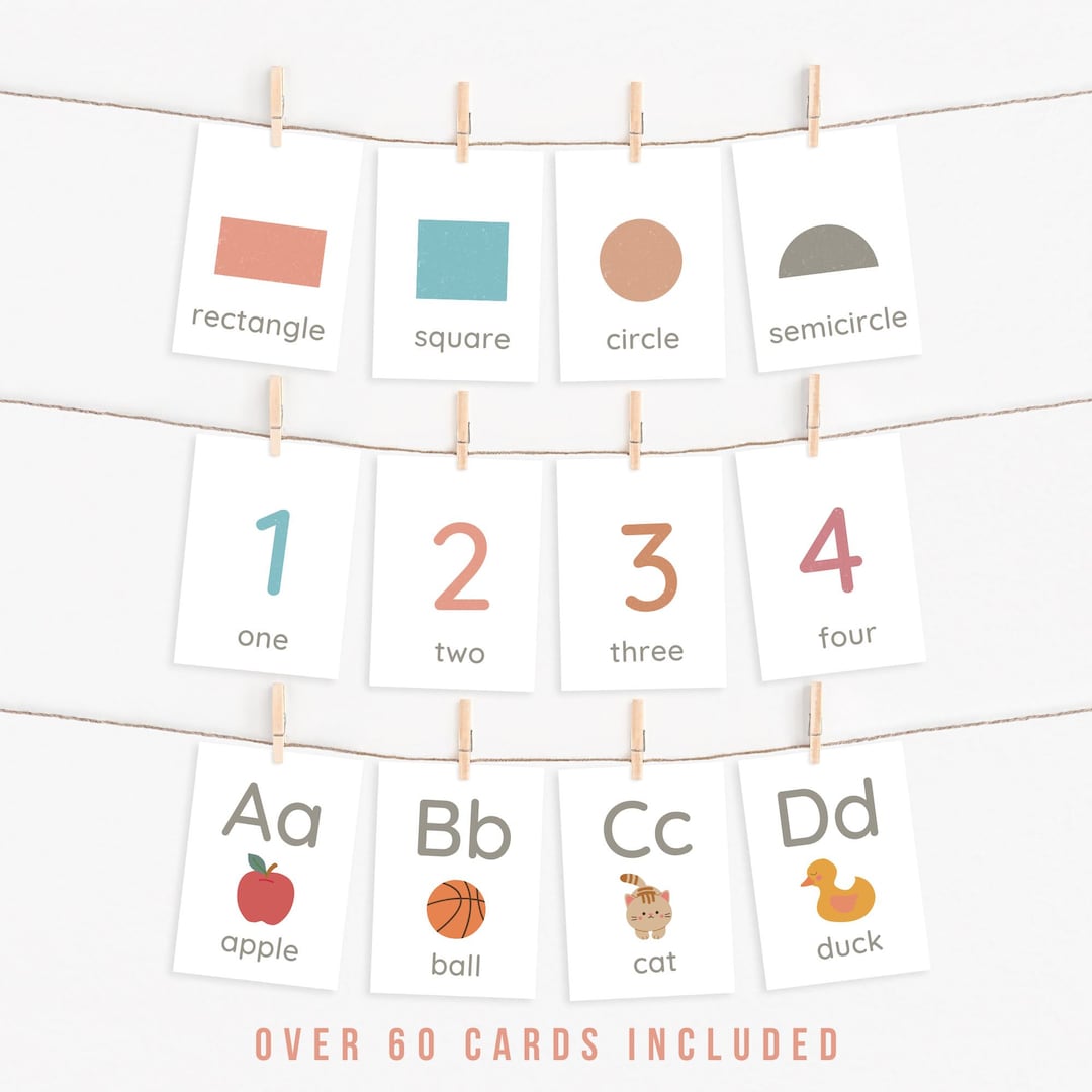 Numbers, Shapes, and Abcs Card Set, A-Z Flashcards, Numbers 1-20 ...
