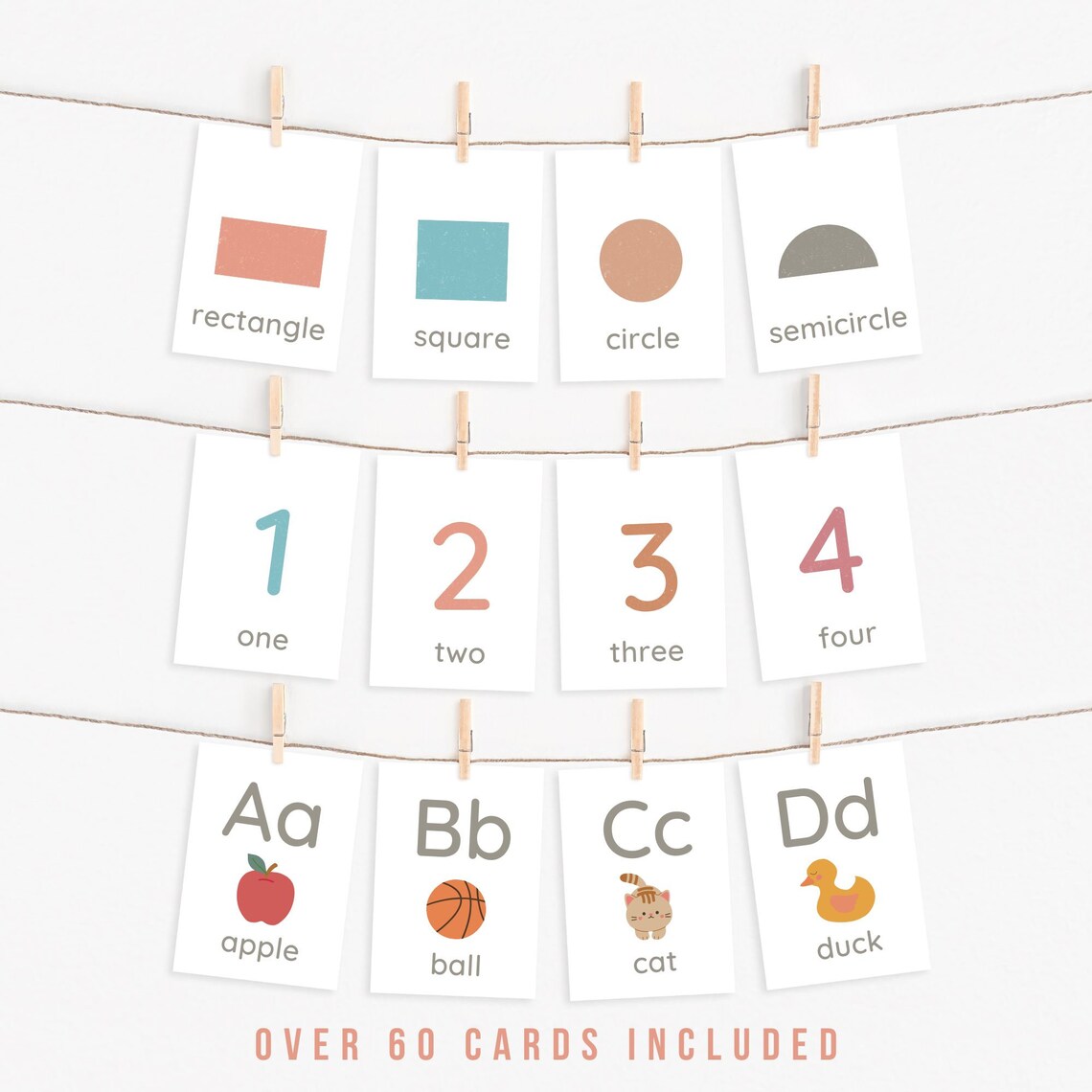 Numbers, Shapes, and Abcs Card Set, A-Z Flashcards, Numbers 1-20 ...