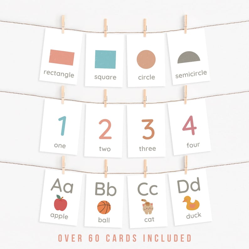Numbers, Shapes, and Abcs Card Set, A-Z Flashcards, Numbers 1-20 ...