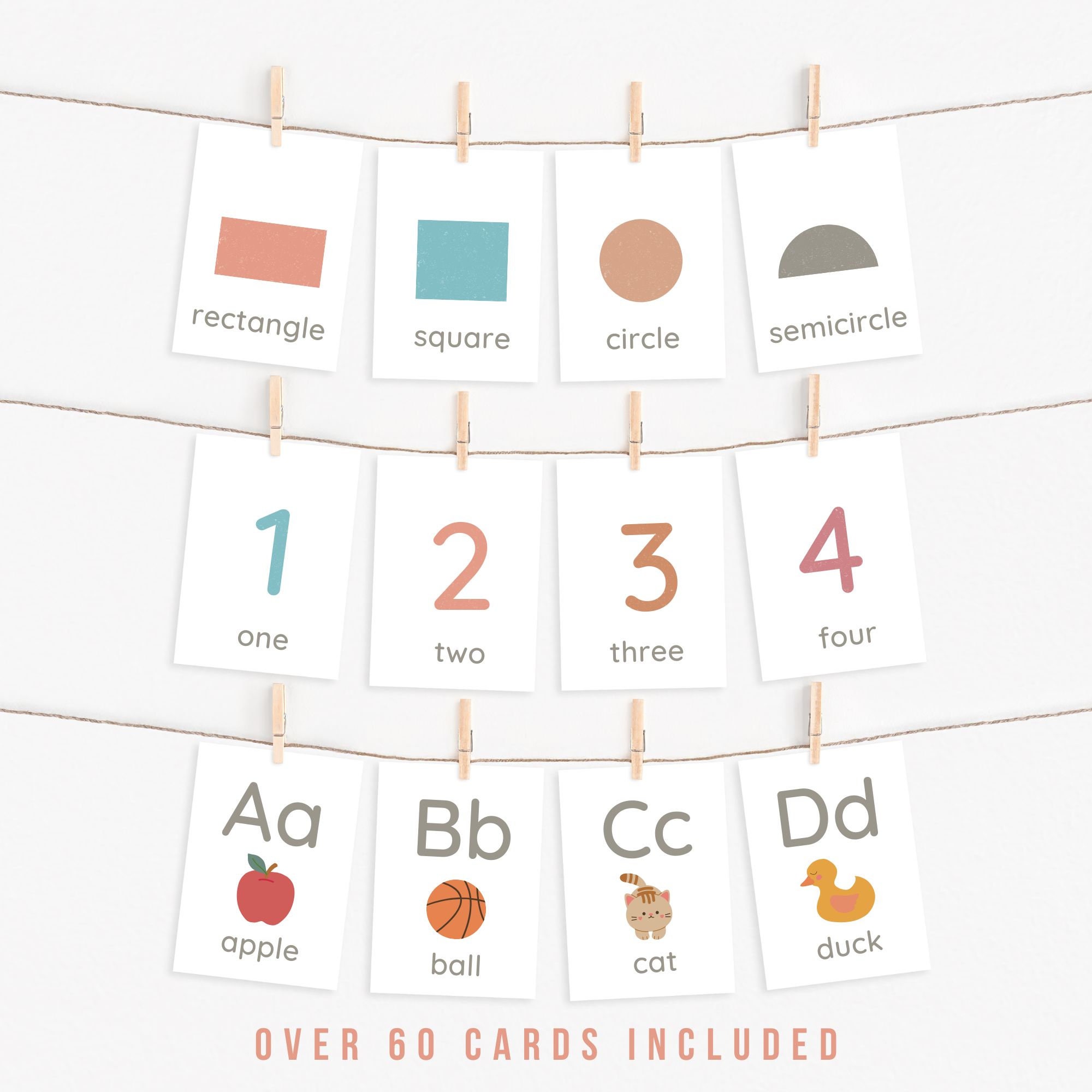 Numbers, Shapes, and Abcs Card Set, A-Z Flashcards, Numbers 1-20 ...