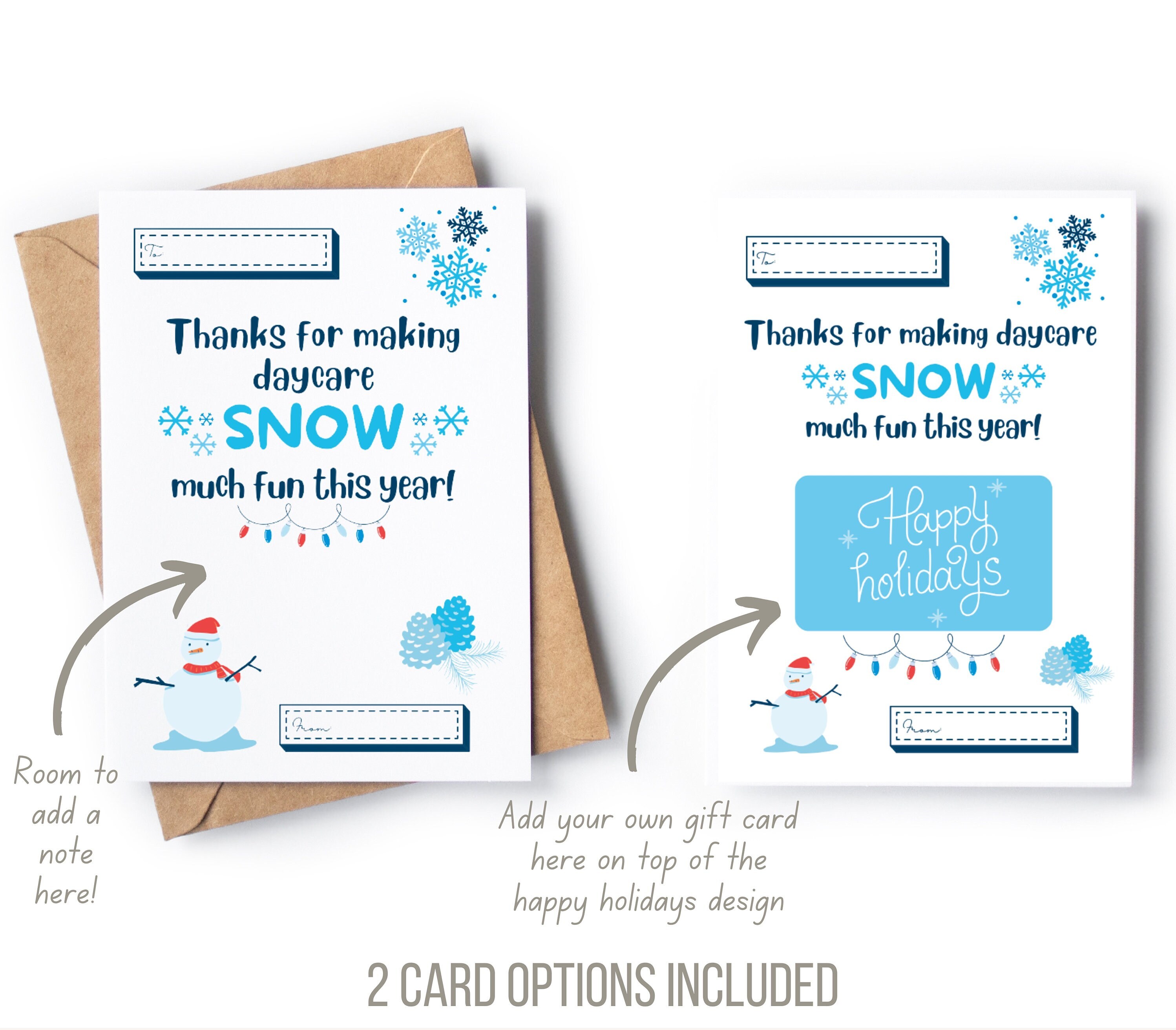 Daycare Teacher Holiday Card, Christmas Gift Card Holder, Childcare ...