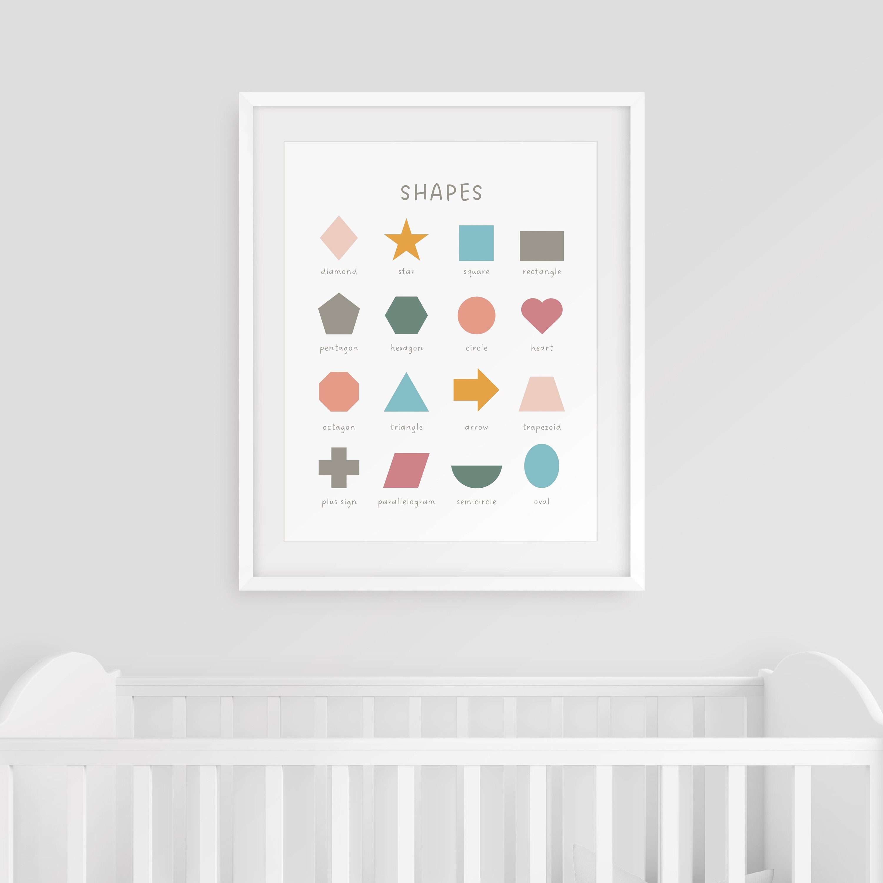Shapes Educational Poster, Boho Classroom Homeschool Decor, Digital ...