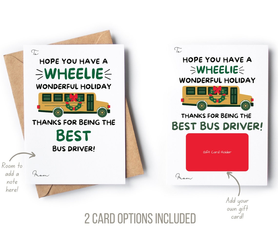 School Bus Driver Holiday Card, Christmas Gift Card Holder, Bus Driver ...