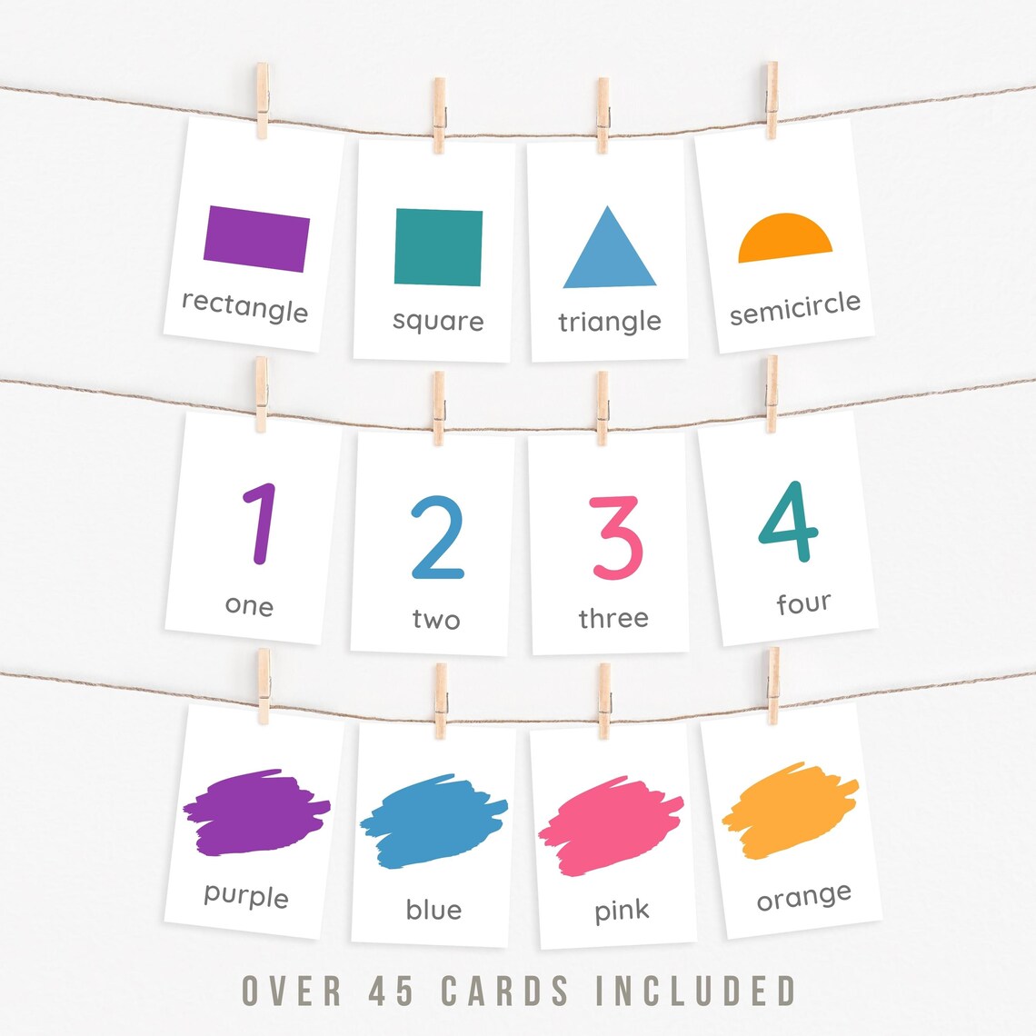 Shapes, Numbers and Colors Flashcard Set, Toddler Preschool Circle Time ...