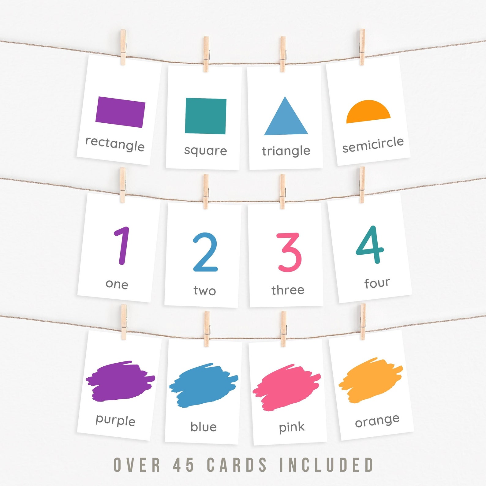 Shapes, Numbers and Colors Flashcard Set, Toddler Preschool Circle Time ...