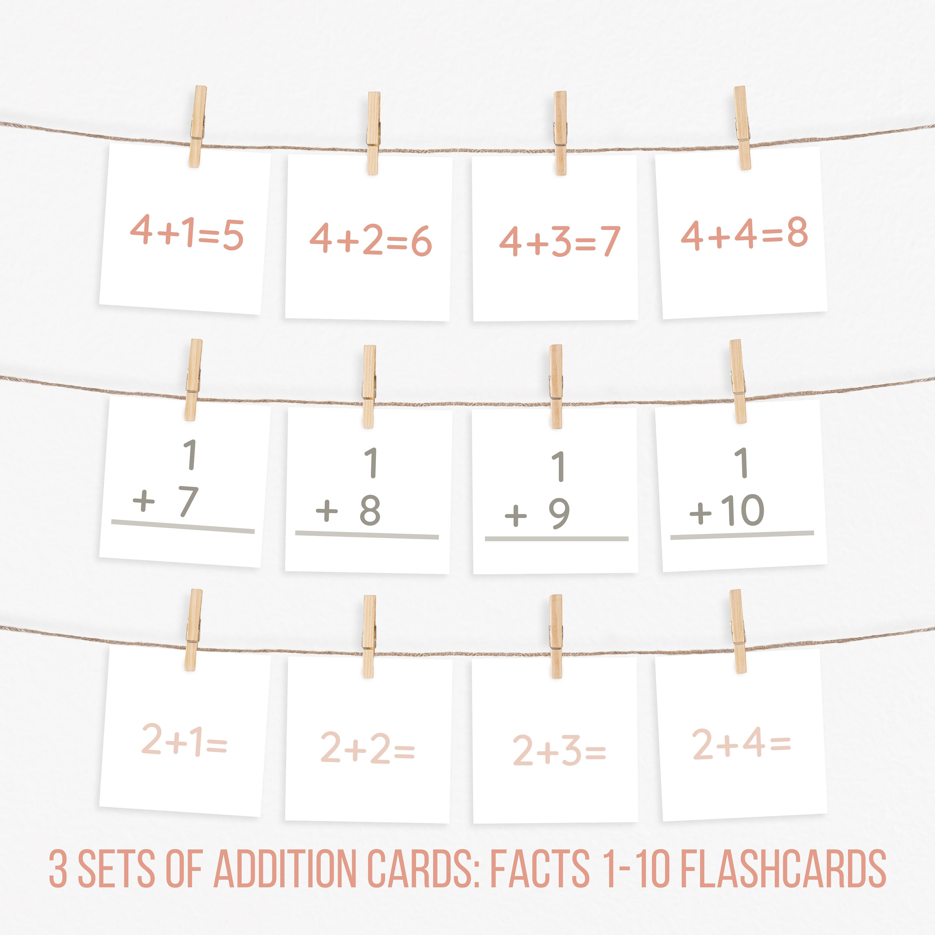 Addition Flash Cards Addition Facts Cards 1-10 Kindergarten - Etsy