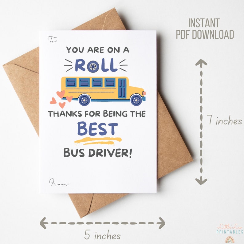 School Bus Driver Thank You Card, Gift Card Holder, Appreciation Gift ...