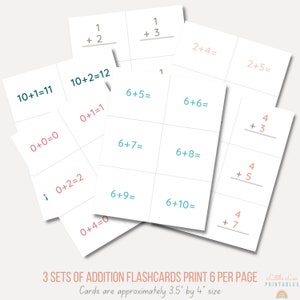 Addition Flash Cards Addition Facts Cards 1-10 Kindergarten - Etsy