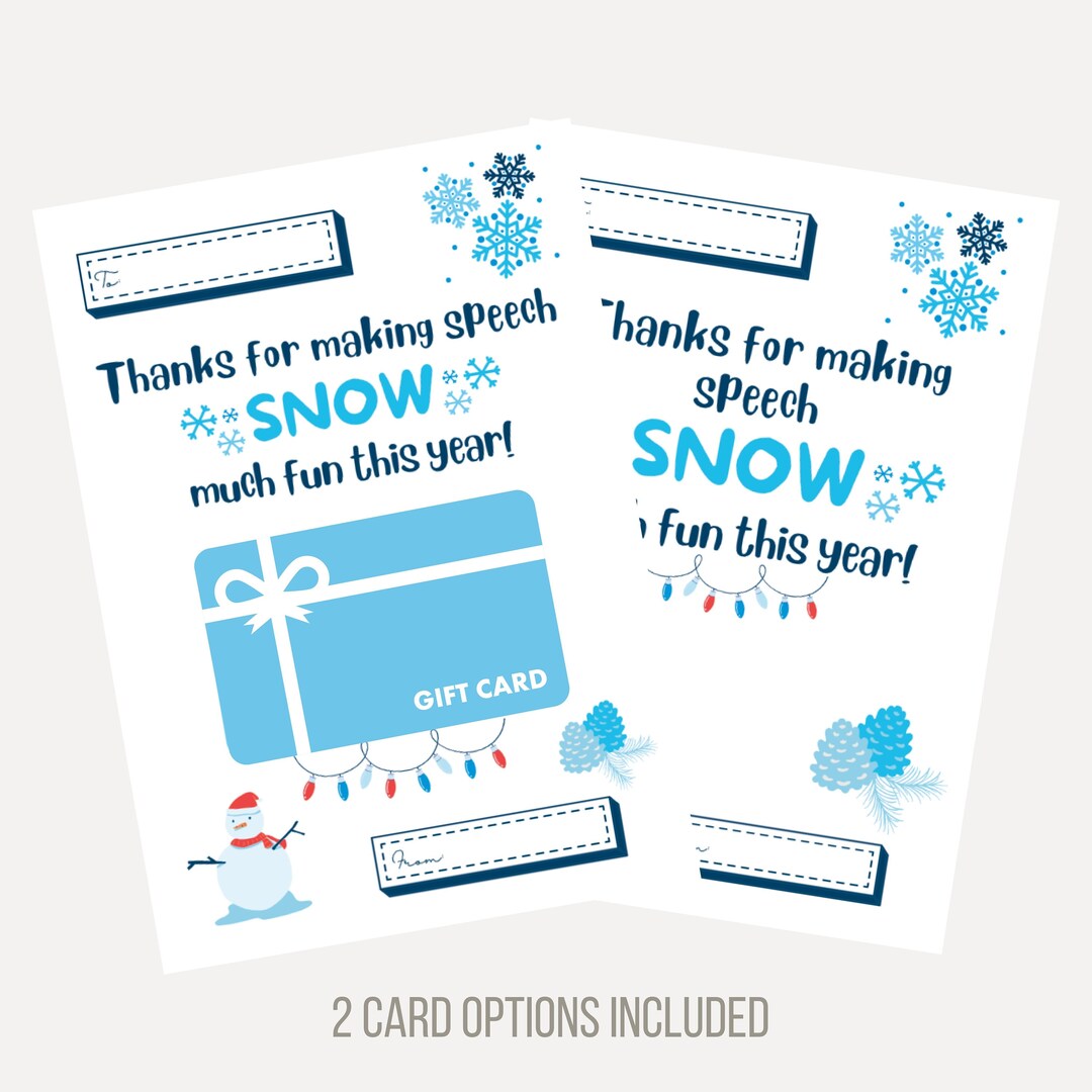 Speech Teacher Holiday Card, Christmas Gift Card Holder, Snow Much Fun ...