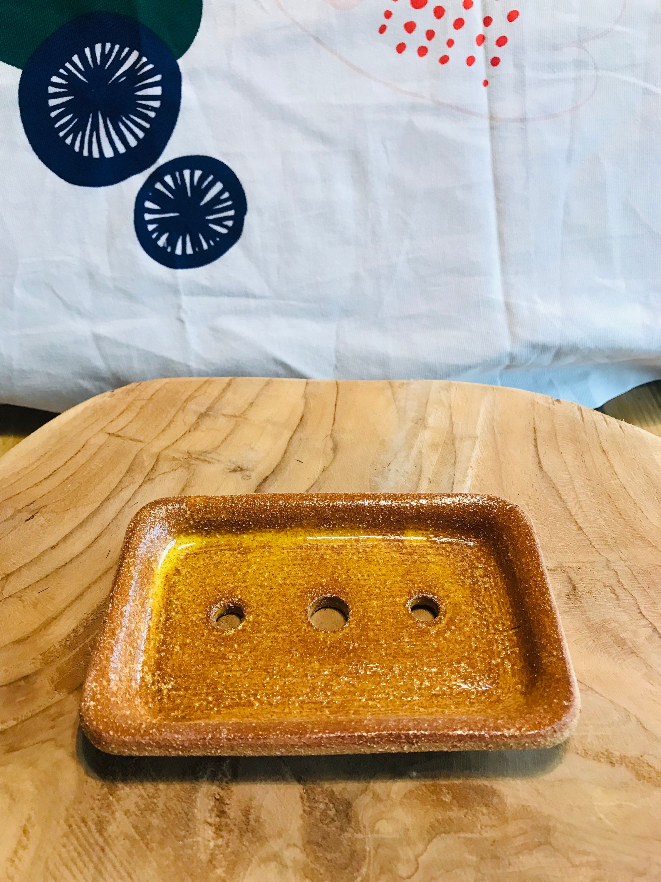 Rectangular Sandstone Soap Dish Sponge Rest Artisanal Pottery Bathroom ...