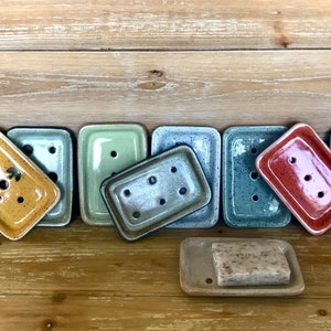 Rectangular Sandstone Soap Dish Sponge Rest Artisanal Pottery Bathroom ...