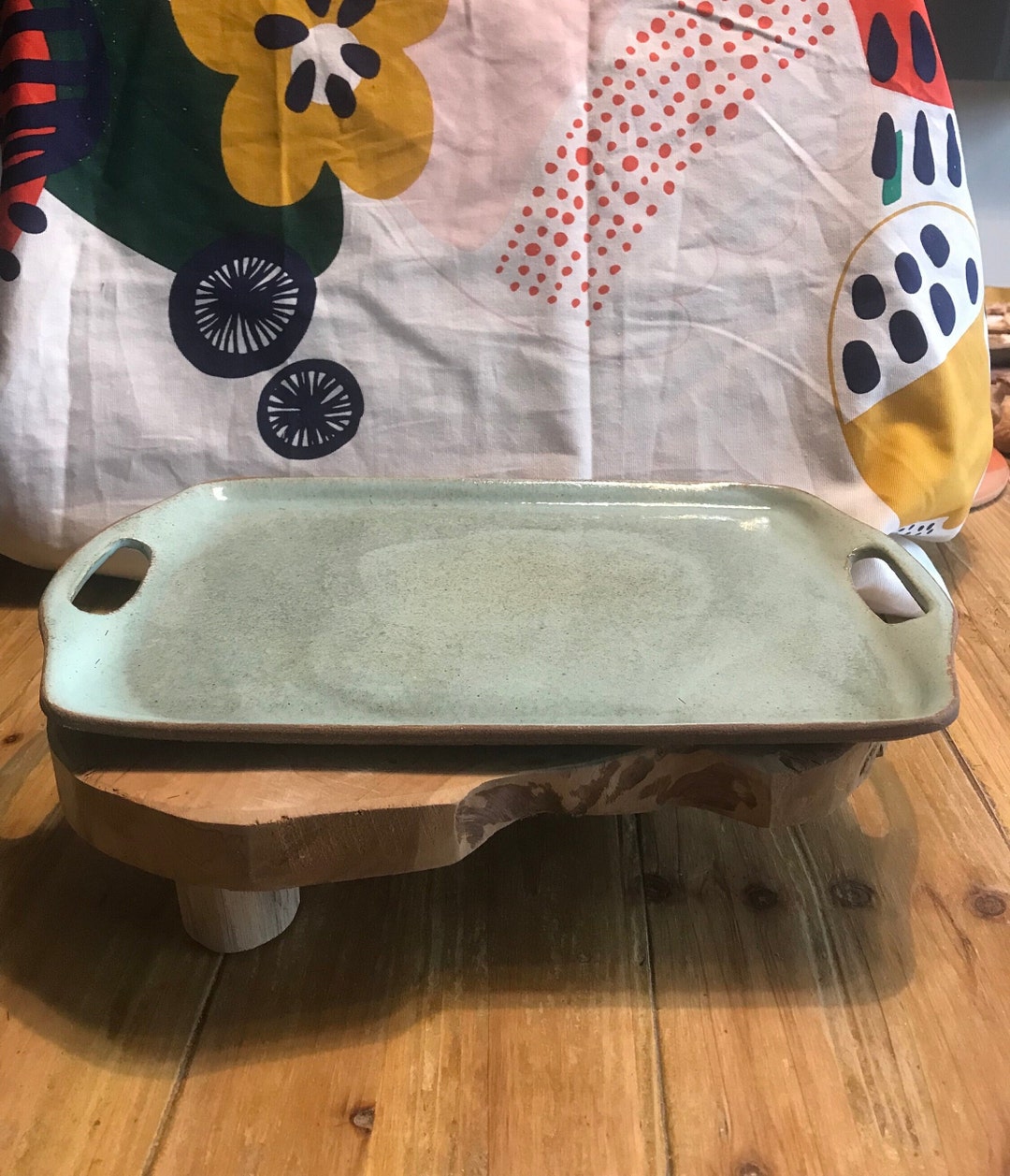 Serving Tray Rectangular Cake Dish With Handles in Stoneware Handmade ...
