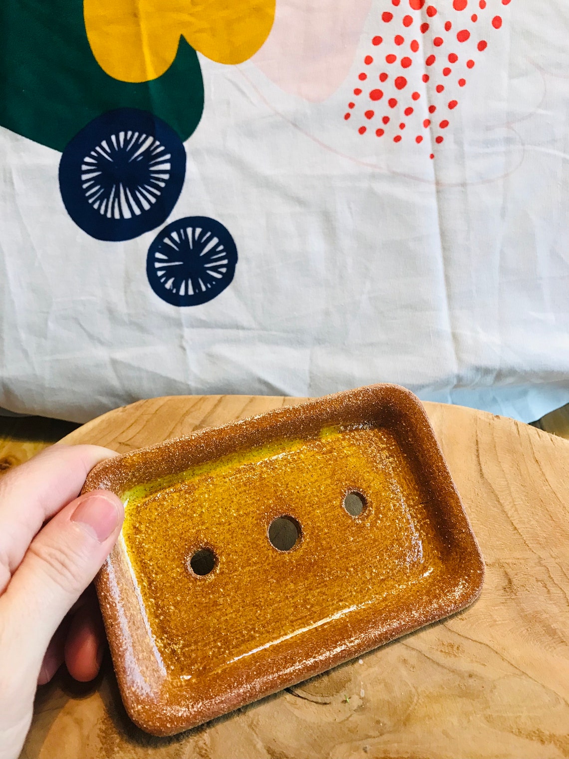 Rectangular Sandstone Soap Dish Sponge Rest Artisanal Pottery Bathroom ...