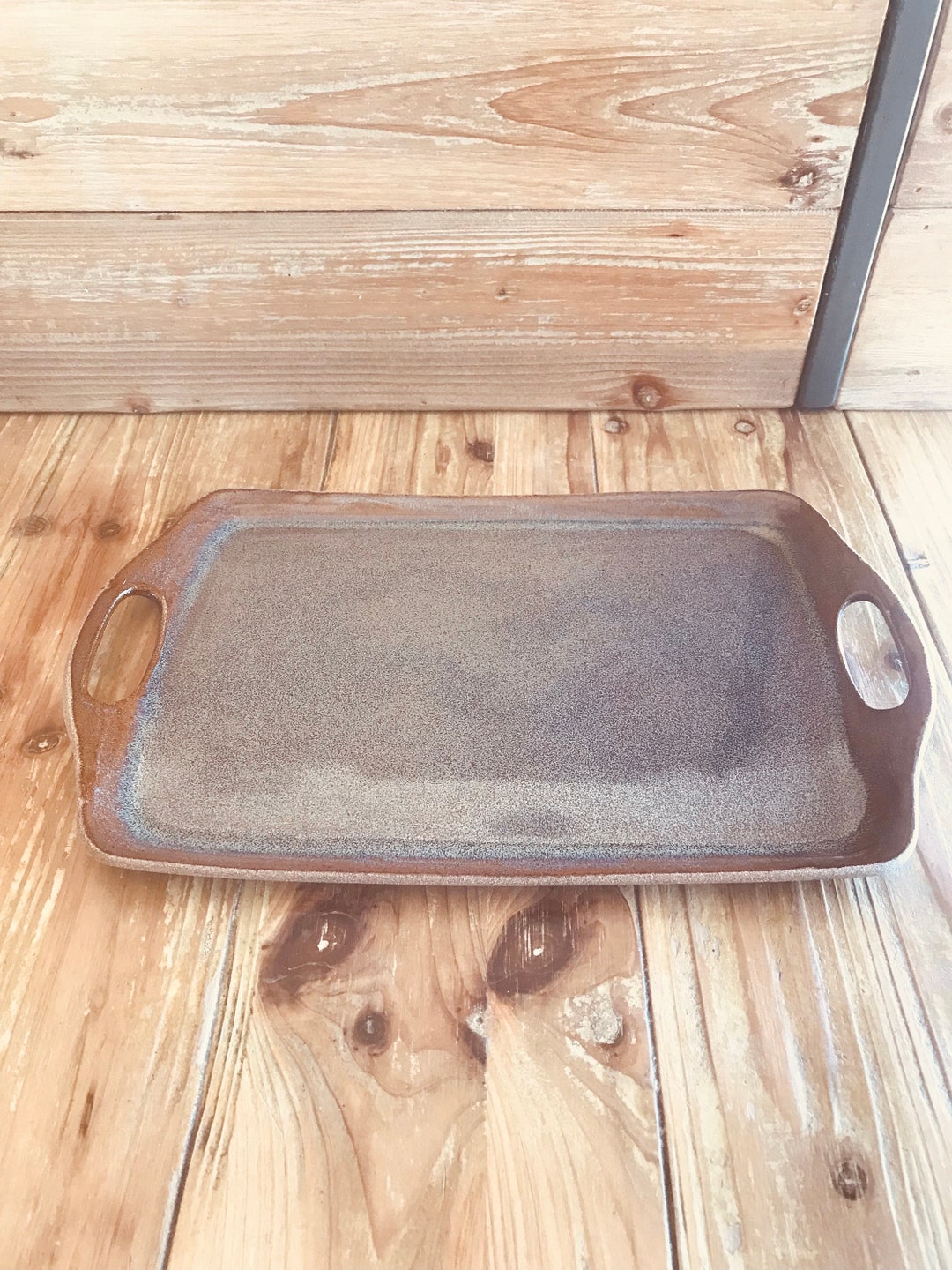 Rectangular Cake Dish Serving Tray With Sandstone Handles Handmade ...