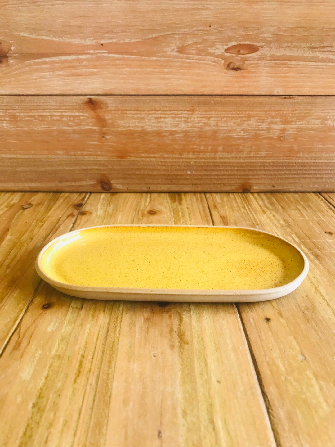 Small Rectangular Flat Plate Rounded Corners Oval Bean Stoneware Tray ...