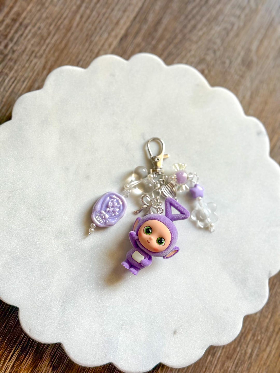Teletubbies Tinky Winky Purple Fuzzy Purse Charm and Keychain - Etsy