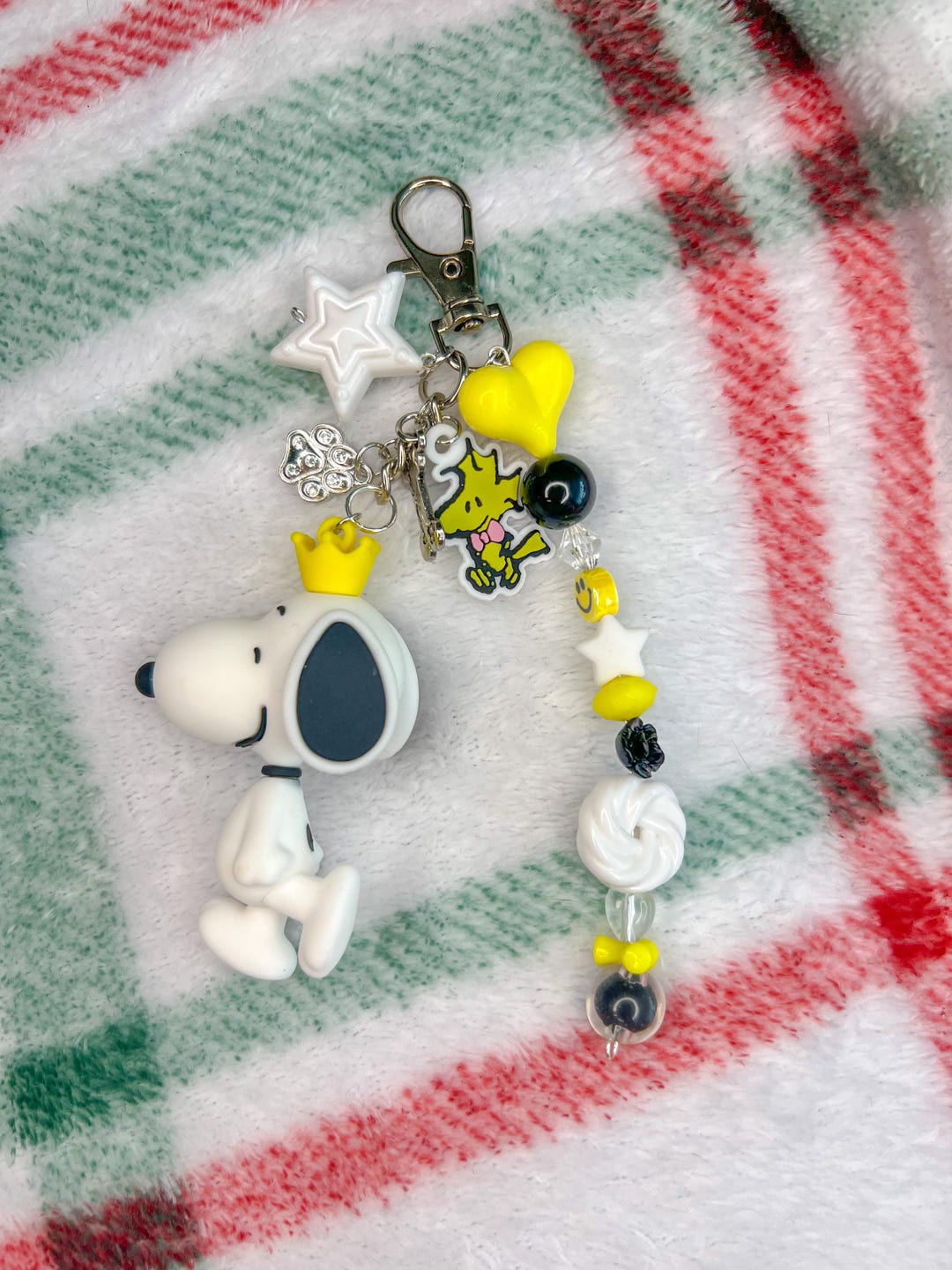 Snoopy and Woodstock Keychain With Y2K Beads and Charms - Etsy