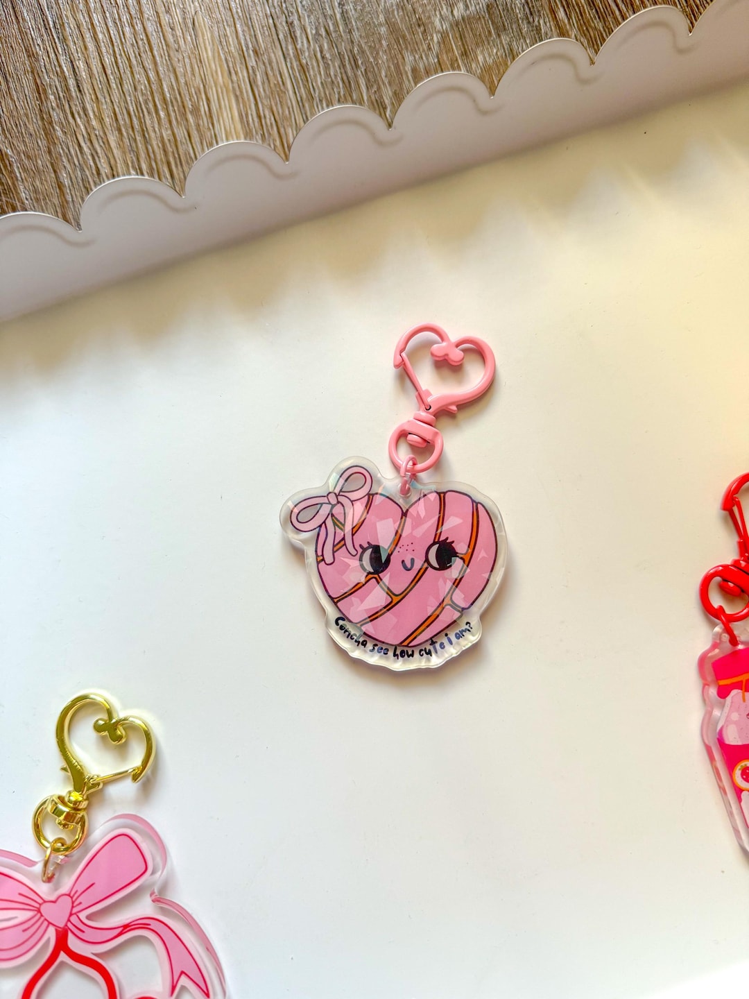 Acrylic Pink Concha Bread “concha See How Cute I Am?” Bag Charm and ...