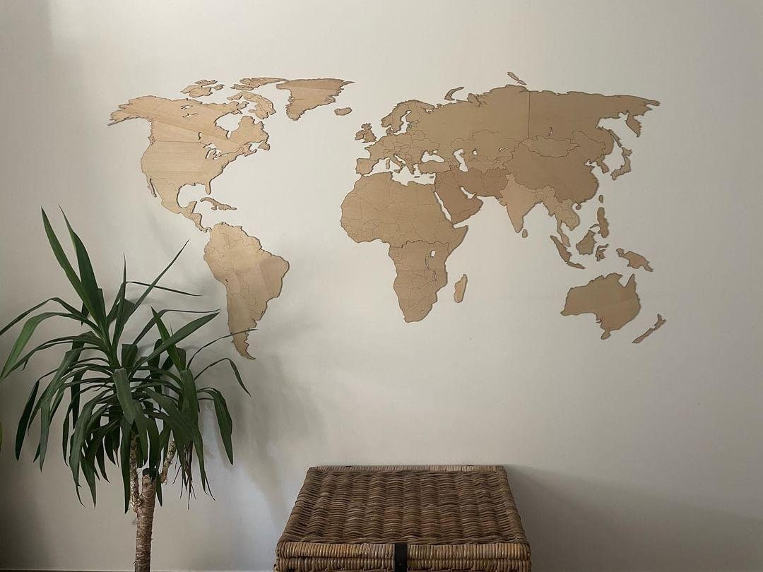Carte du monde murale en bois/ Planisphère - Etsy France