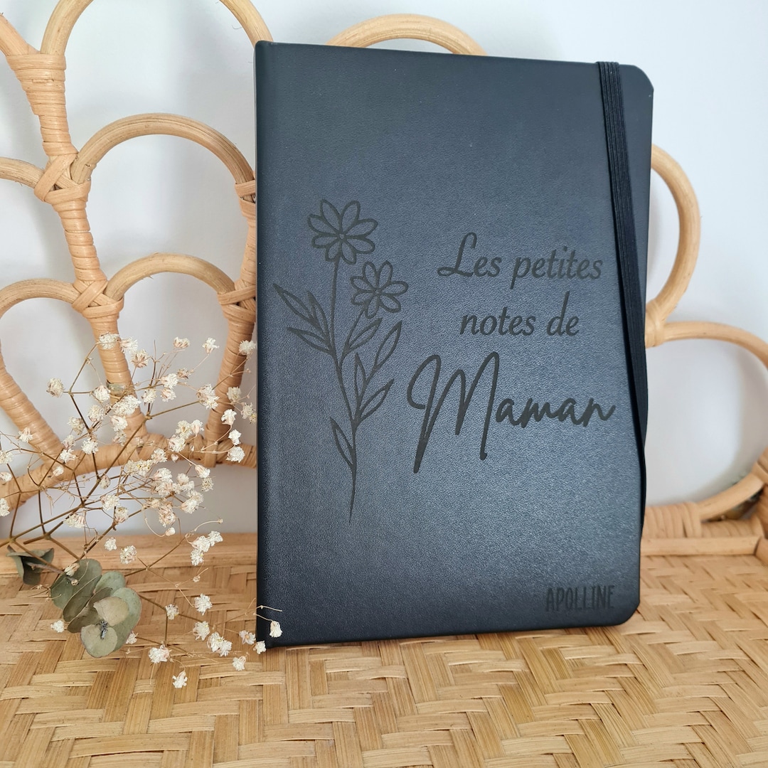 Carnet de note personnalisé en cuir noir PU A5 fête des mères - Etsy France