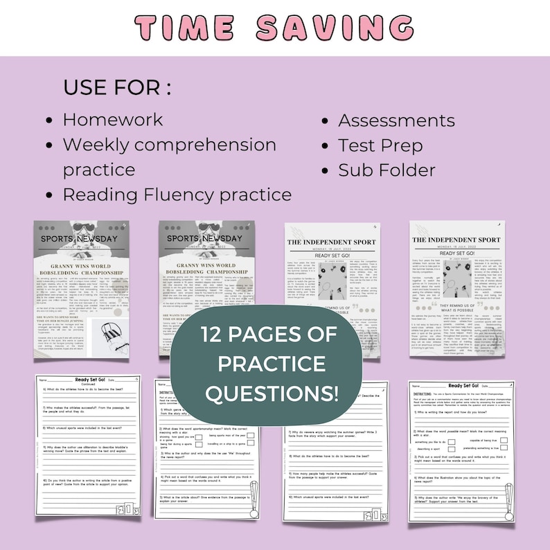 4th Grade Reading Fluency Passages | Reading Comprehension Questions ...