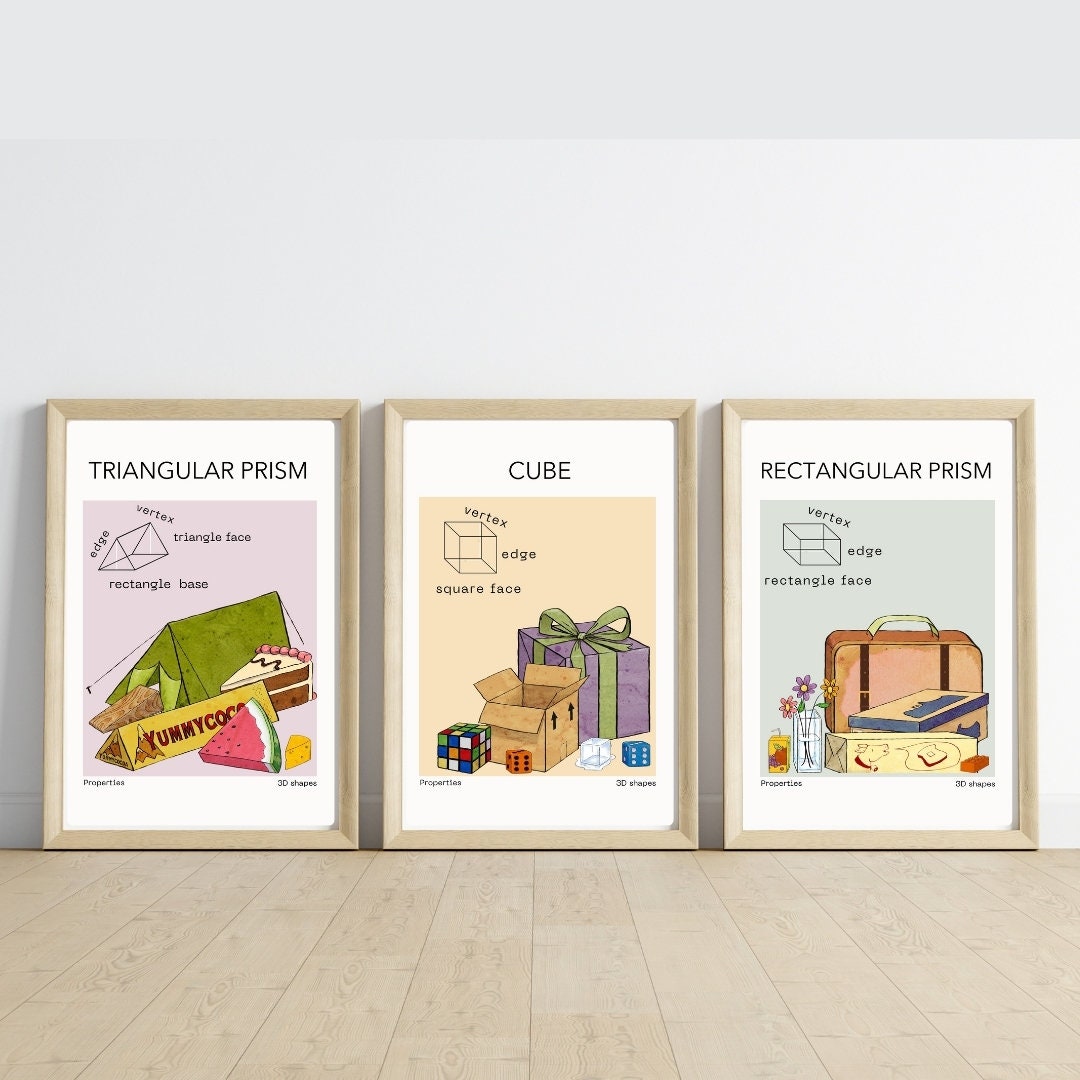 3D Shape Math Posters, Boho Classroom Decor, Real World Geometry ...
