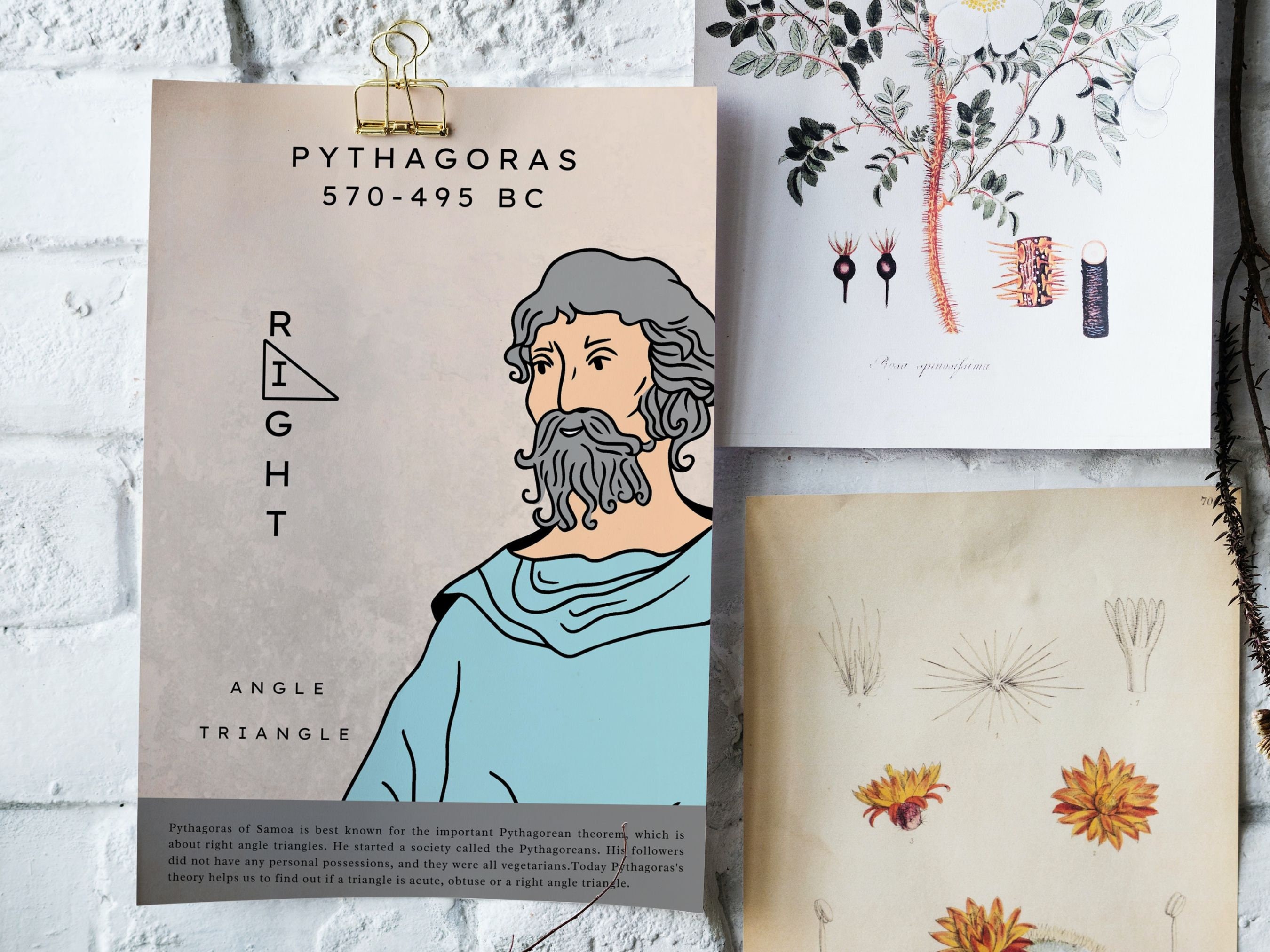 Famous Mathematicians Posters , Set of 8 Wall Prints, Printable Math ...