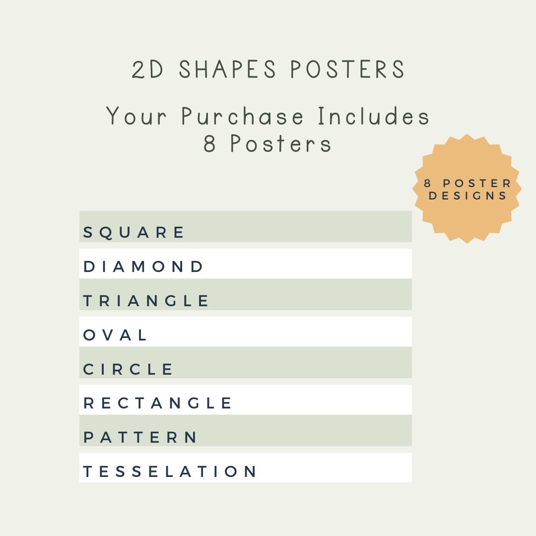 2D Shapes Math Poster Printable for Boho Classroom Bulletin Board, Real ...