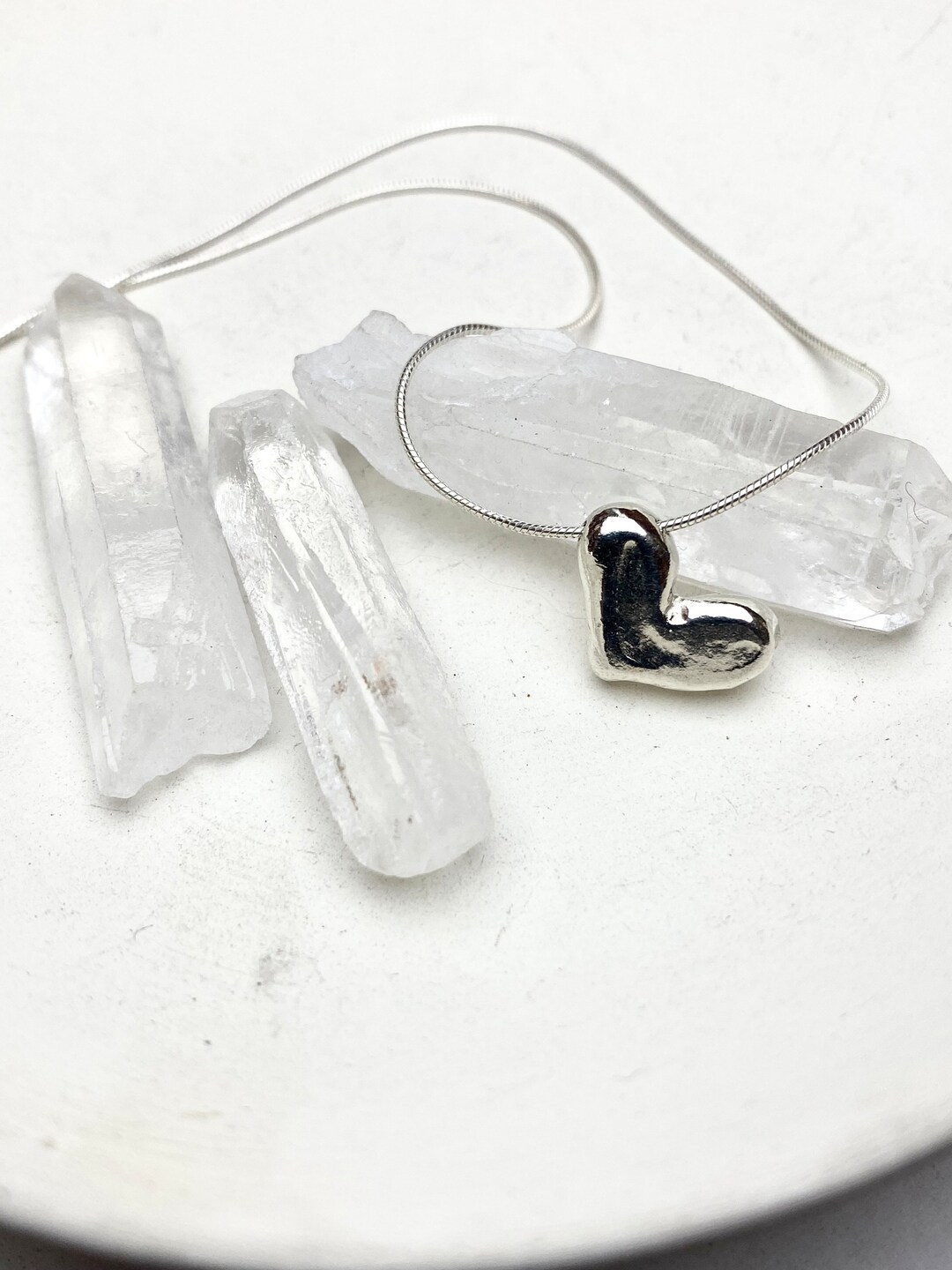 Molten Heart Necklace,melty Heart,heart Charm Necklace,liquid Metal ...