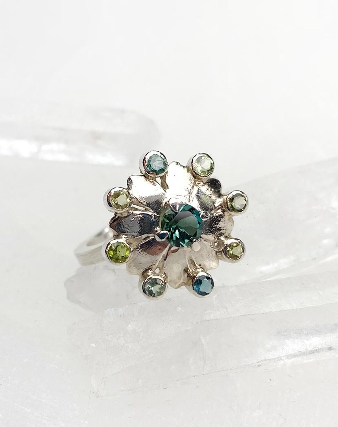 Gemstone Cluster Ring,tourmaline Cluster Ring,colorful Gemstone Ring ...
