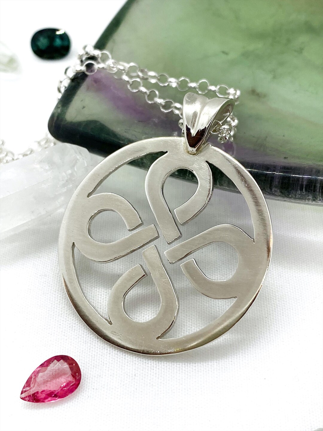 Sterling Silver Celtic Good Luck Amulet Necklace: Circle Pendant, 15 ...