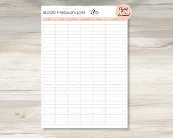 Printable Vitals Log Vital Signs Tracker Blood Pressure - Etsy
