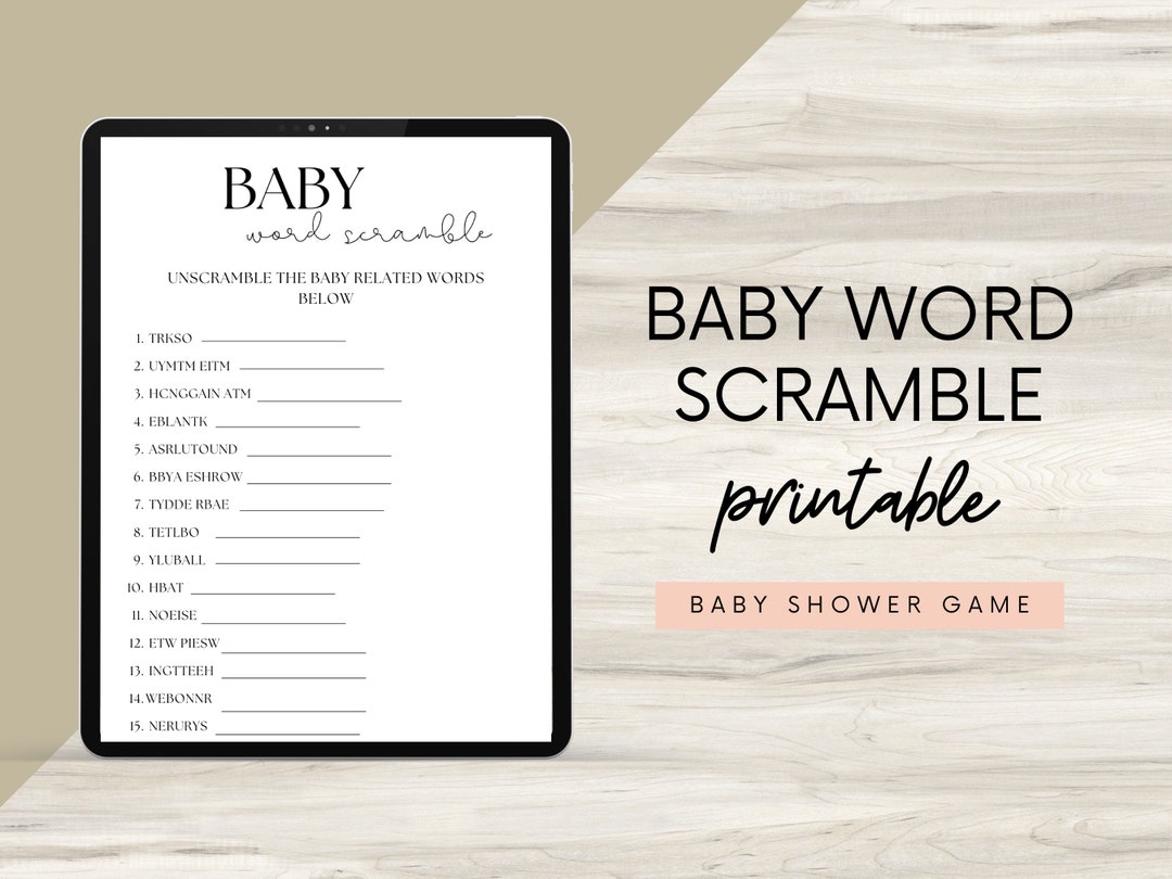 Baby Shower Word Scramble Card Game Modern Minimalist Gender - Etsy
