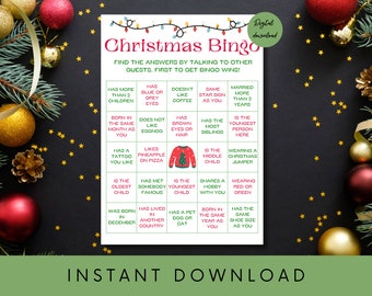 Find the Guest Bingo, Christmas Party Game, Christmas Bingo, Find the ...