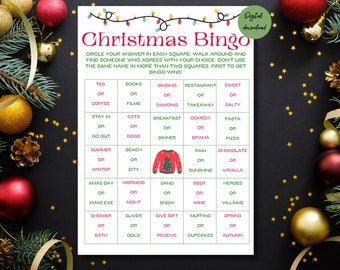 Find the Guest Bingo, Christmas Party Game, Christmas Bingo, Find the ...