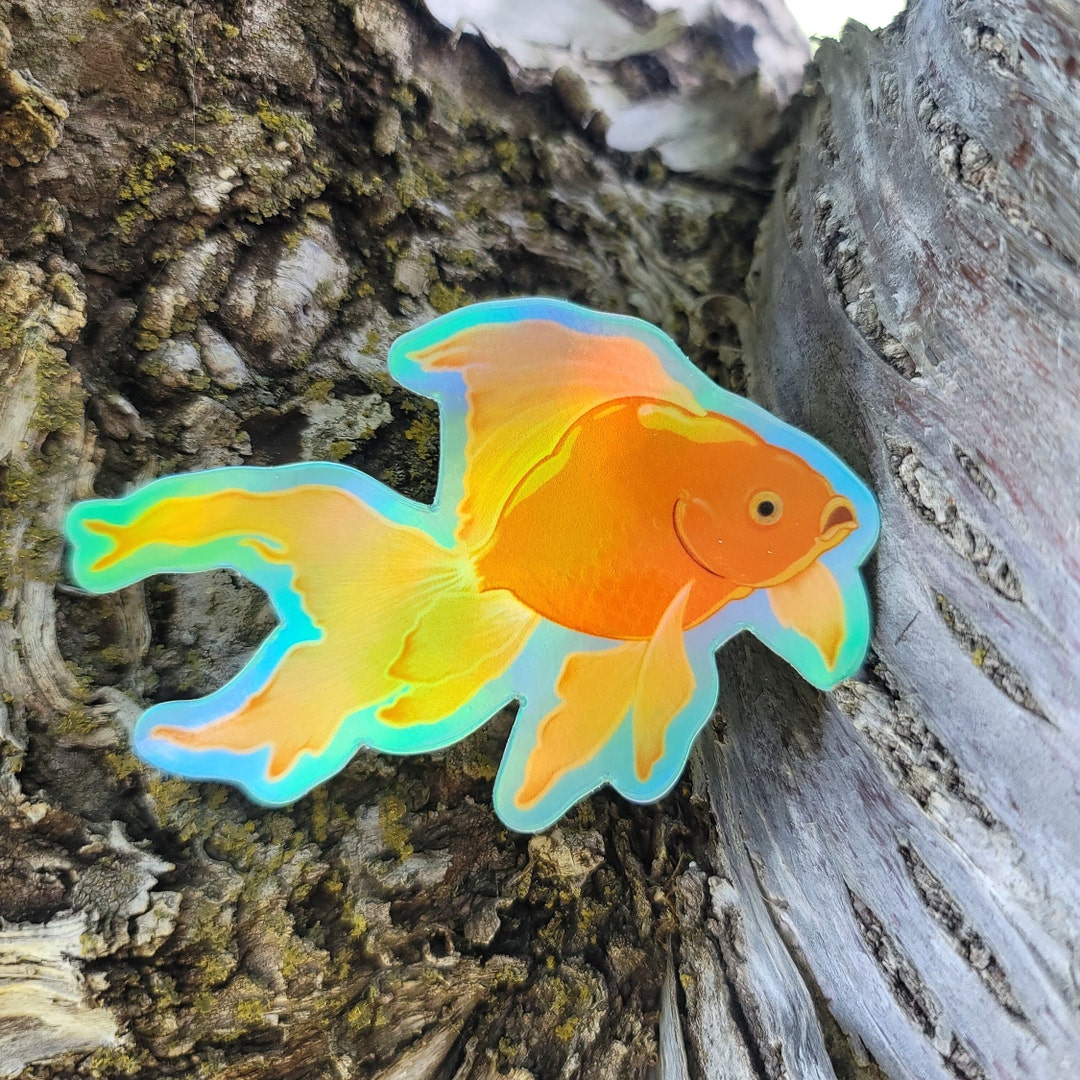 Iridescent Waterproof Gold Fish Sticker - Etsy