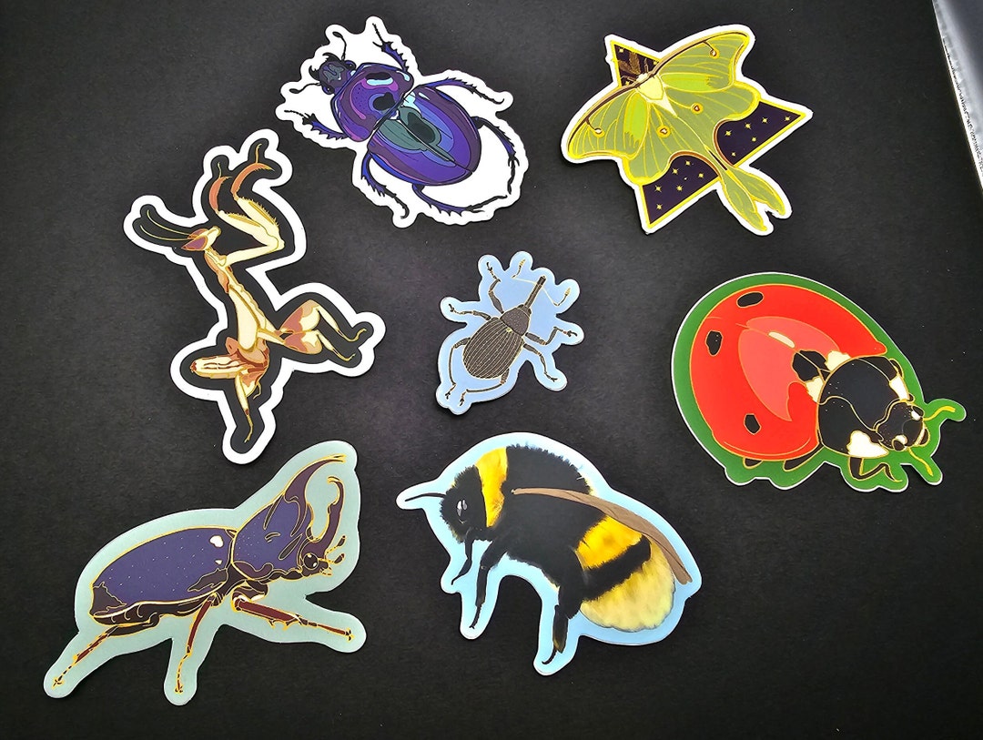Waterproof Bug Stickers Pack of 7 - Etsy