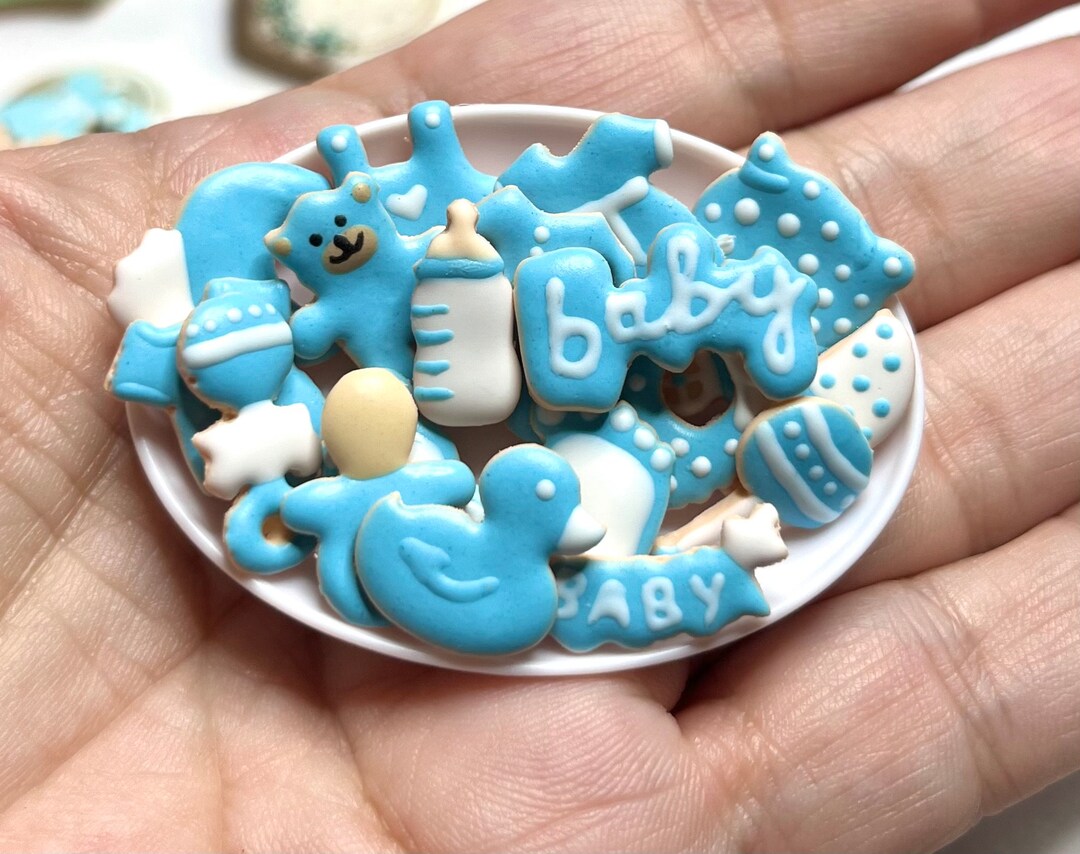 1:6 Scale Baby Shower Cookies - Medium Blue Complete Set of 18 for 11 ...