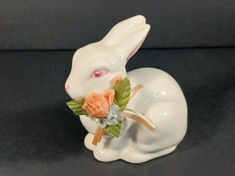Vintage Lefton Figurine 1987 Porcelain Bunny Figurine Rabbit Figurine ...