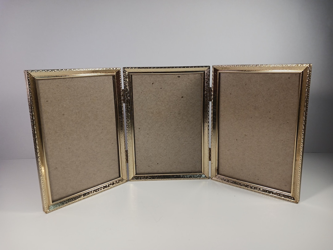 Vintage Triple Folding Gold Tone Picture Frame Art Deco Inspired - Etsy