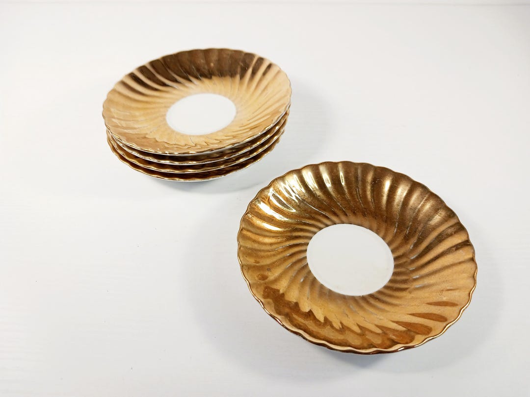 Set of 5 Vintage Porcelain Gold Saucers - Golden Elegance #2757 ...