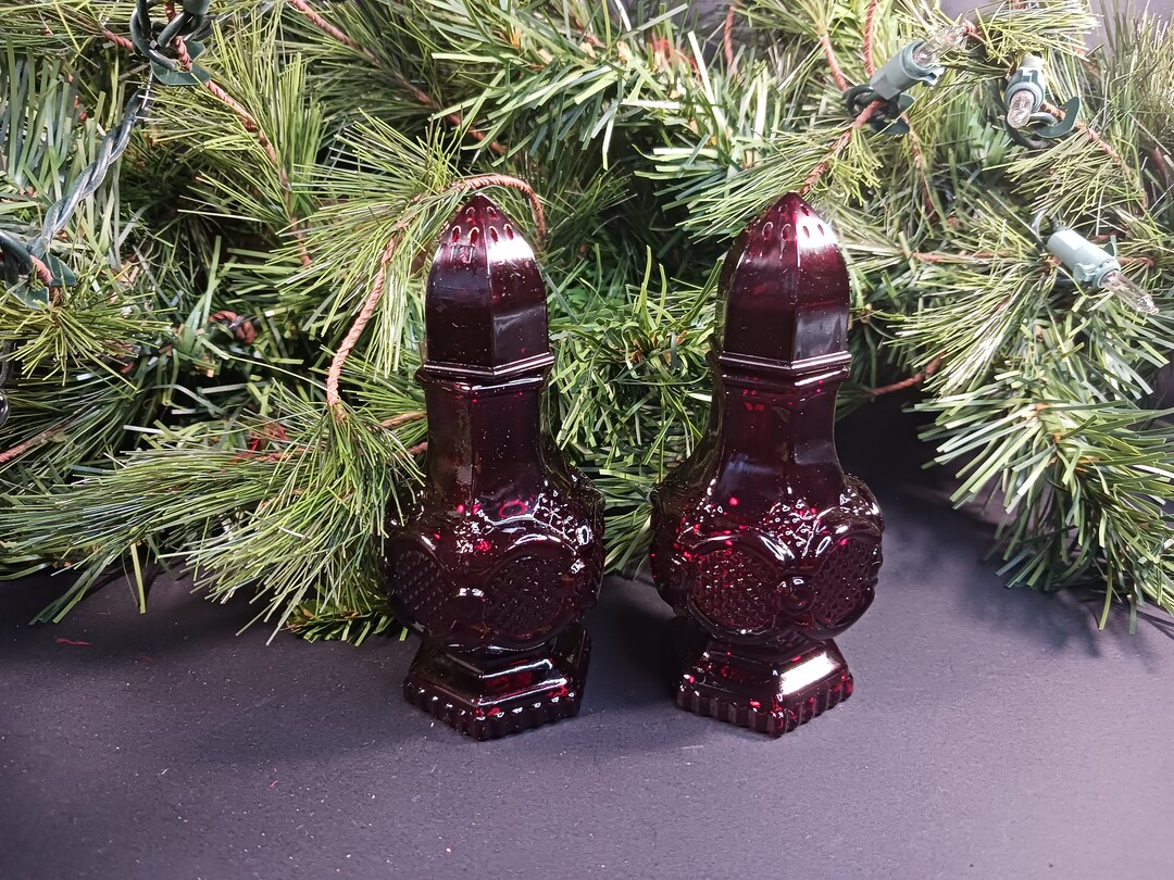 Avon 1876 Cape Cod Collection Salt Shakers -vintage Shakers- Ruby Red ...
