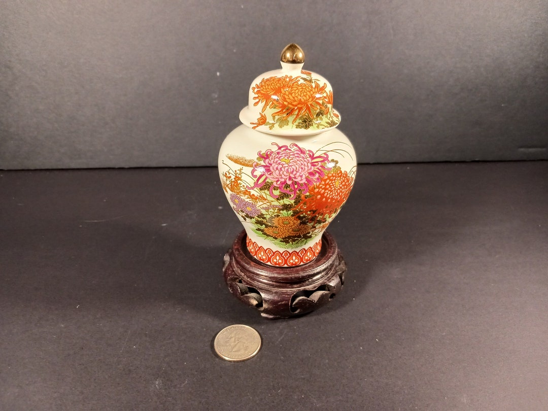 Shibata Japan Hand-painted Floral Ginger Jar Miniature Ginger Jar With ...