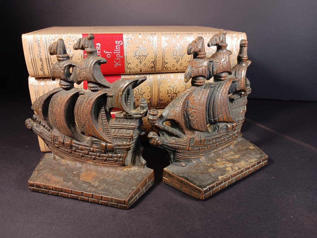 Vintage Solid Copper Ship Bookends Nautical Decor With Stamped Z 4 1/2 ...