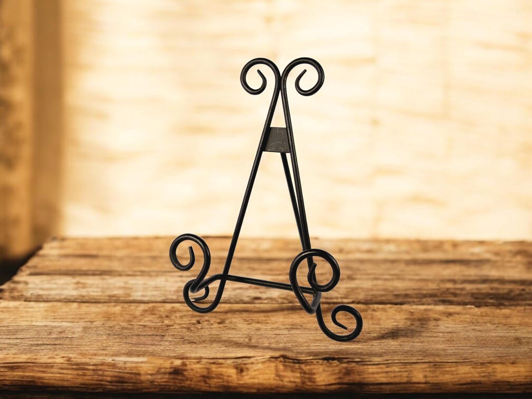 Black Metal Scroll Tabletop Easel Freestanding Display Stand Ornate ...