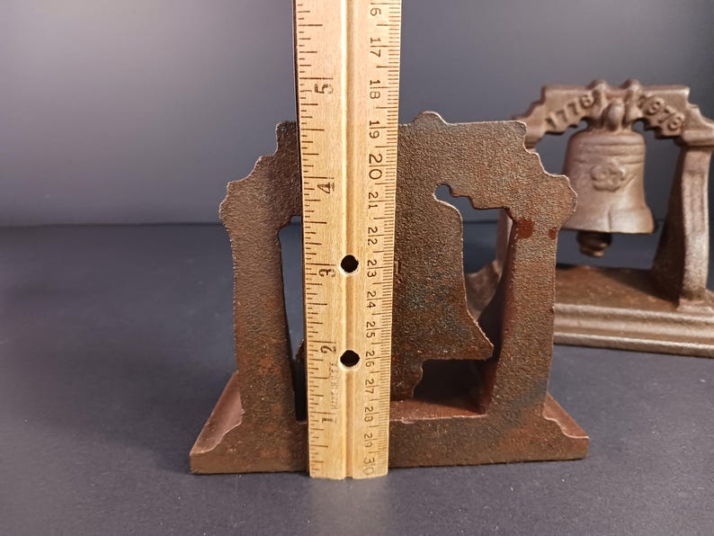 Cast Iron Bicentennial Liberty Bell Bookends - Vintage Heavy Patriotic ...