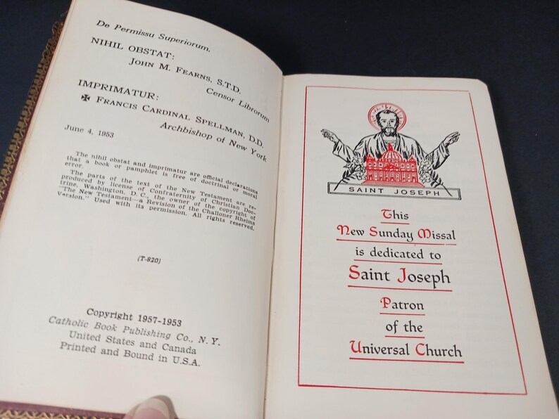 Vintage Saint Joseph Sunday Missal 1953 1957 Large Type Black Cover ...