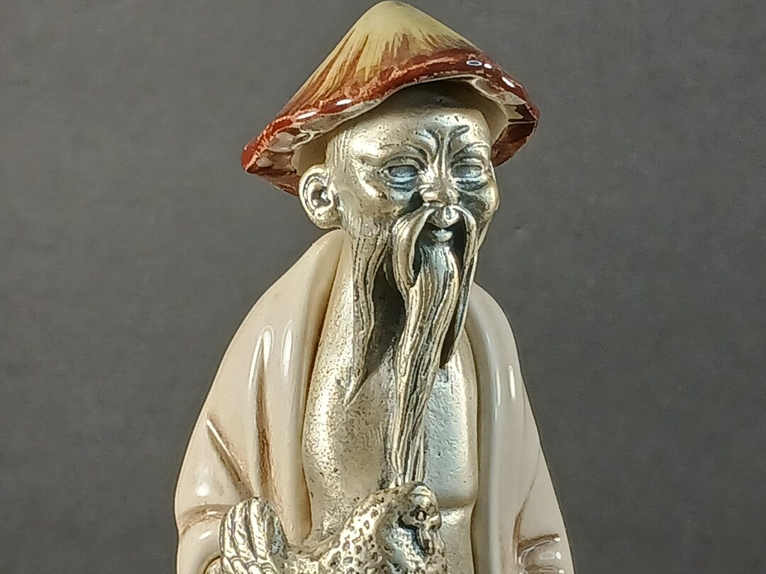Vintage Asian-inspired Figurine Pewter & Enamel 9 Sculpture From Peltro ...